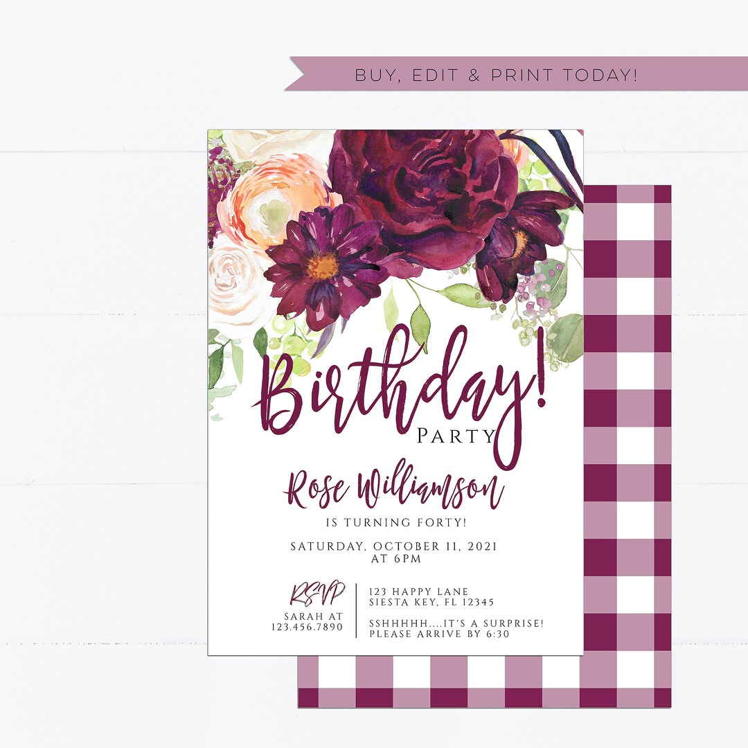 Fall Birthday Invitation Template Birthday Invite - Etsy