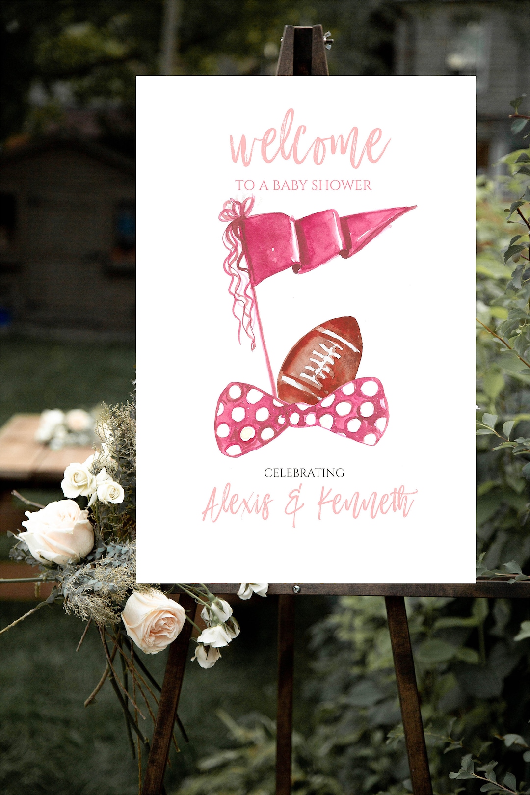 Baby Girl Football Welcome Sign Template, Pink, Touchdown, Football ...