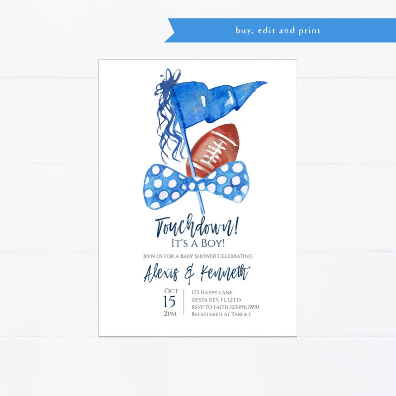 Baby Girl Pink Touchdown Football Baby Shower Invitation - Etsy