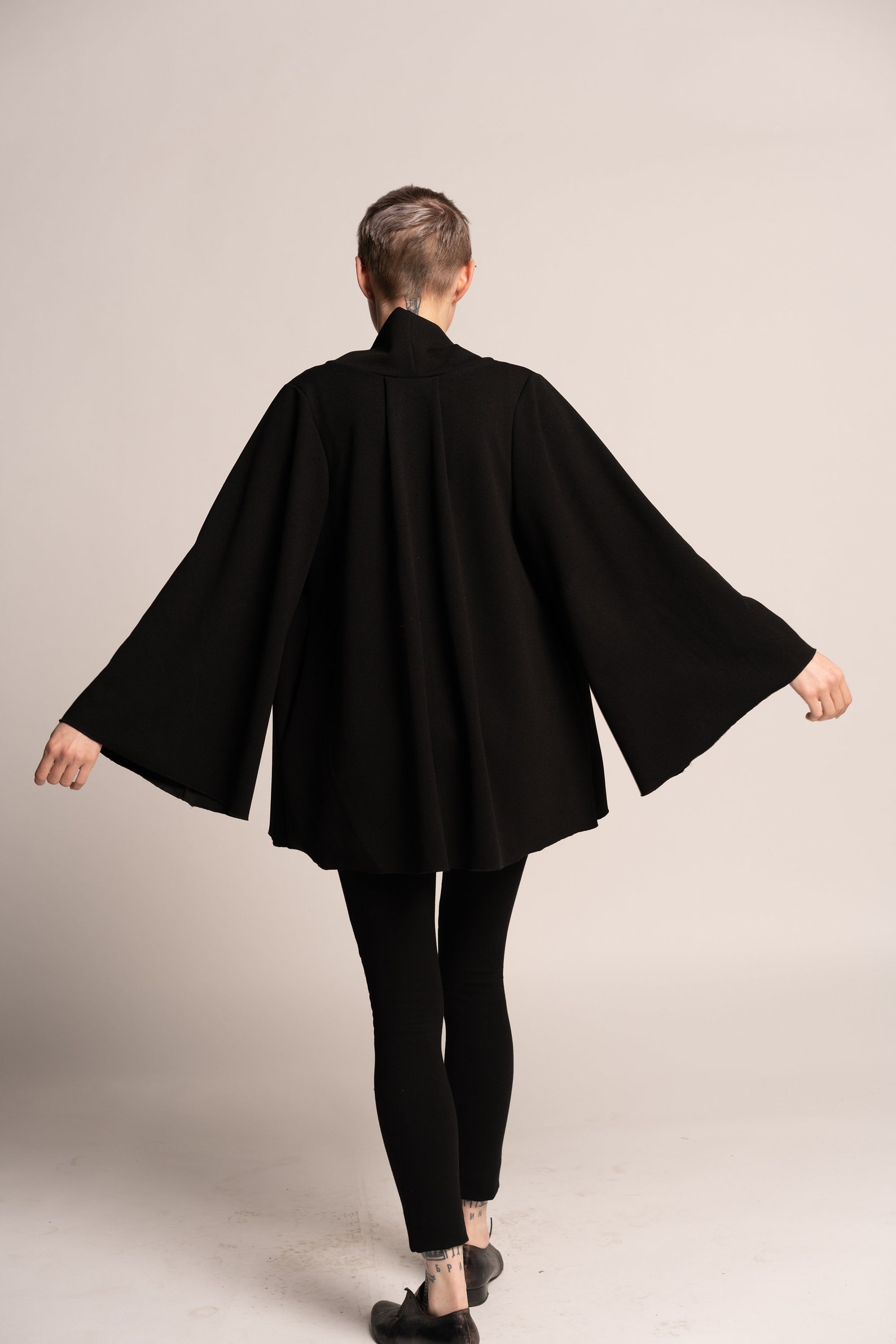 Black Cape Jacket Evening A-line Jacket Kimono Elegant - Etsy
