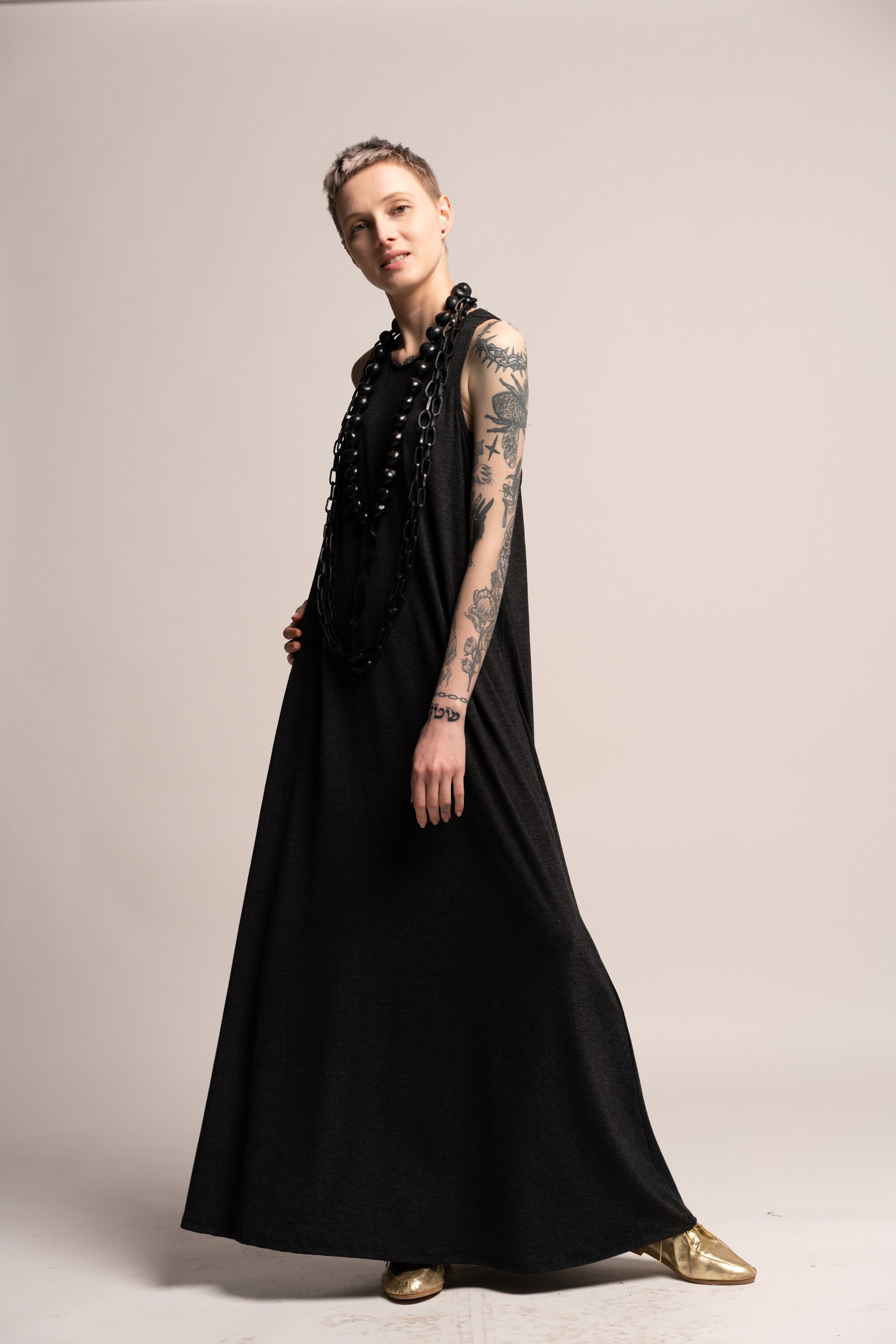 Gray Tank Dress A Line Dress Grey Maxi Dress Sleeveless - Etsy