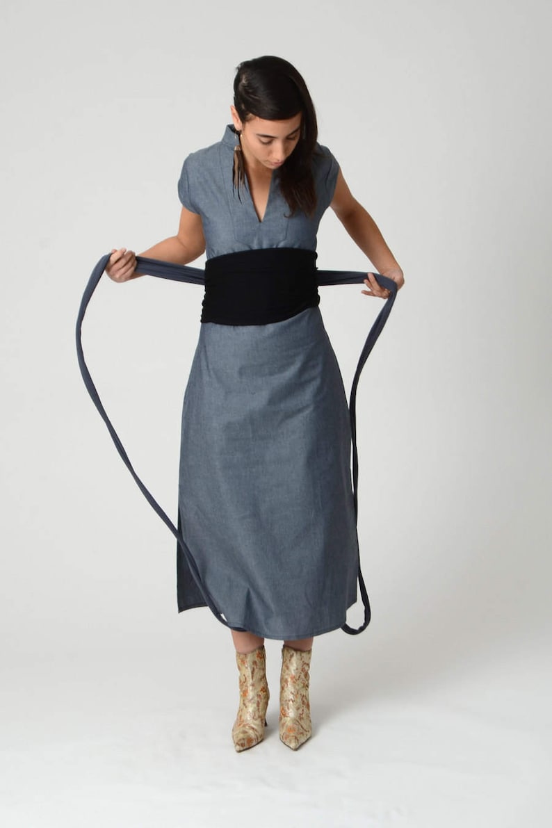 Wide High Waist Sash Black Bohemian Obi Belt Black Obi Belt - Etsy