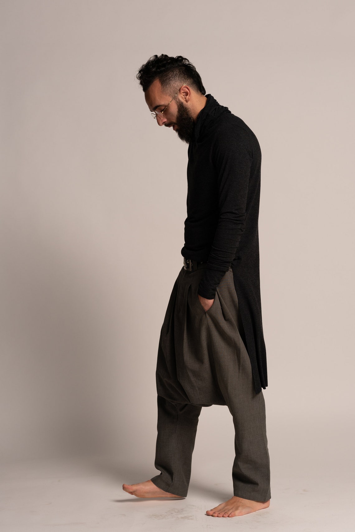 Grey Turtle Neck men Gray top men blouse Urban Clothing | Etsy