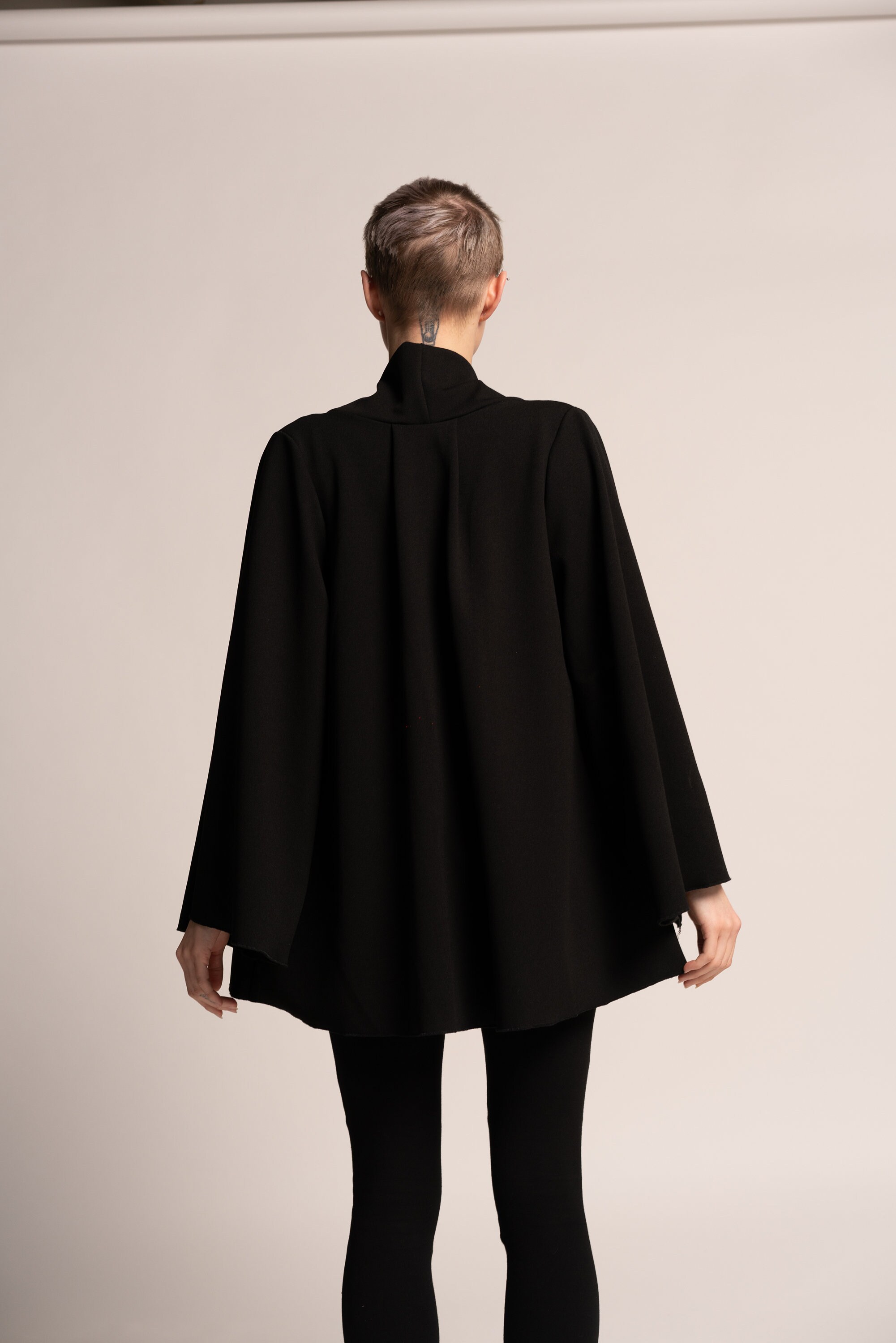 Black Cape Jacket Evening A-line Jacket Kimono Elegant - Etsy