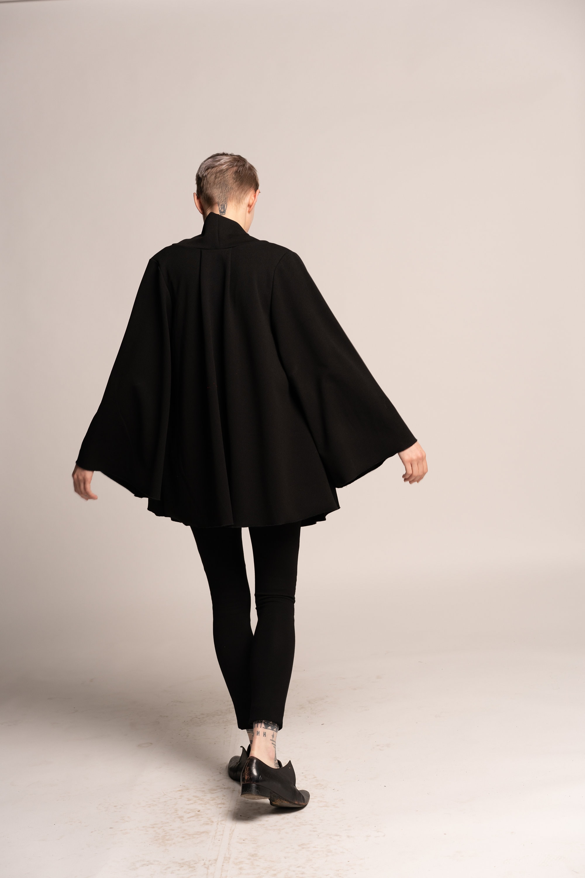 Black Cape Jacket Evening A-line Jacket Kimono Elegant - Etsy