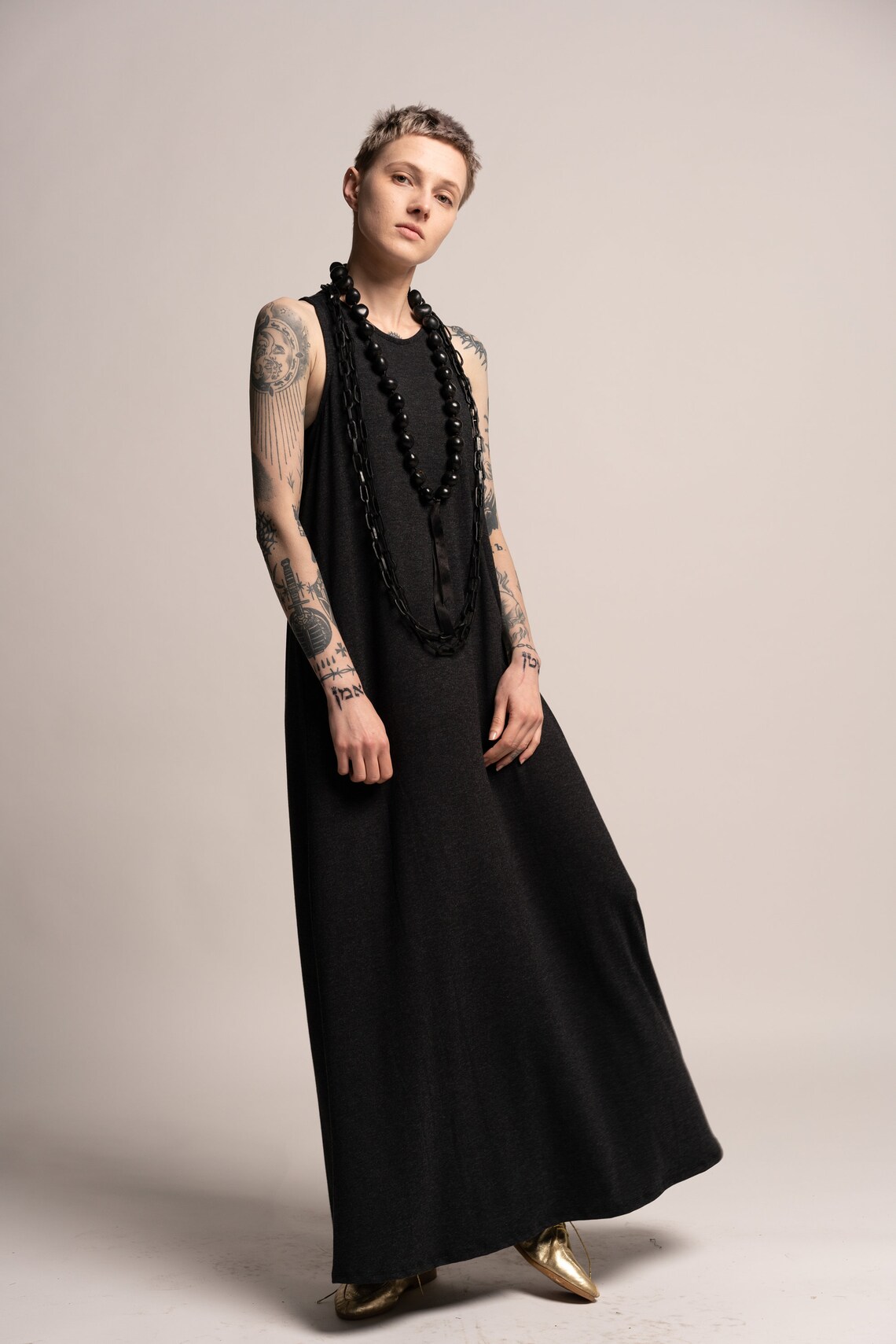 Gray Tank Dress A Line Dress Grey Maxi Dress Sleeveless - Etsy