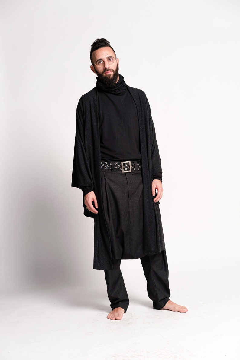 Black Turtle Neck Tunic Top, Men Long Shirt, Sustainable Urban Clothing ...