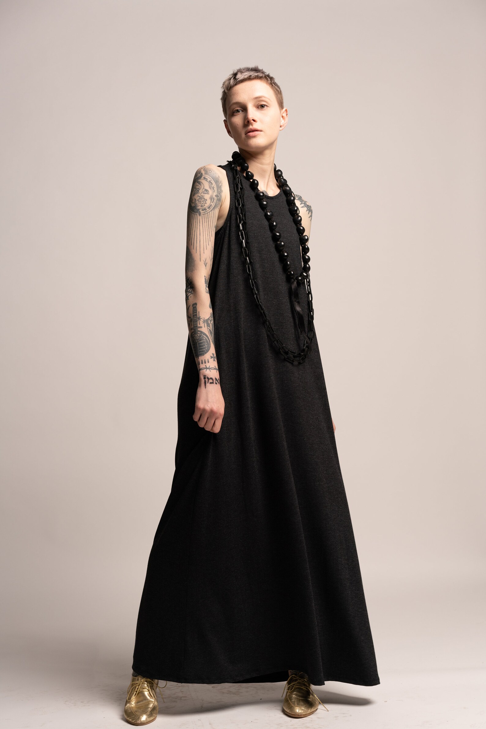 Gray Tank Dress A Line Dress Grey Maxi Dress Sleeveless - Etsy