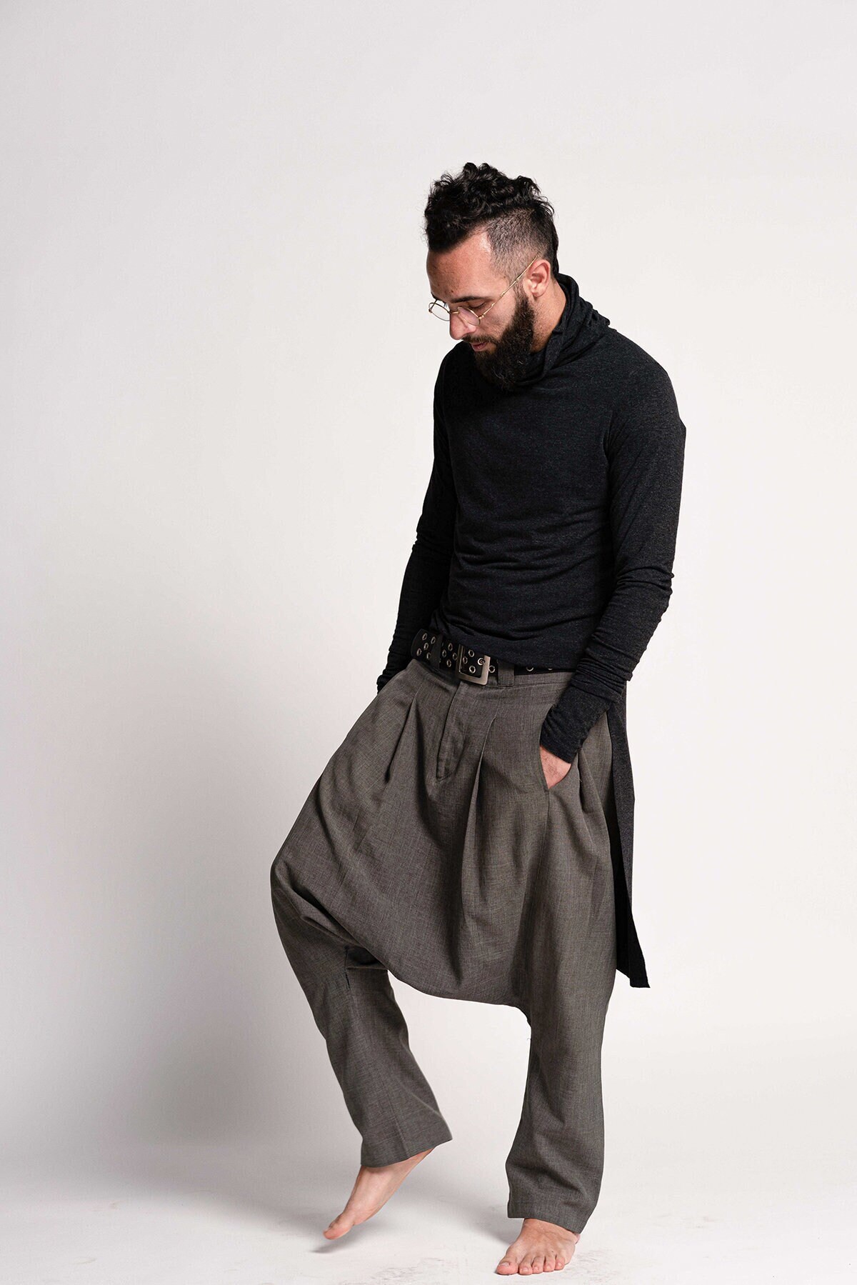 Grey Turtle Neck Men Gray Top Men Blouse Urban Clothing - Etsy