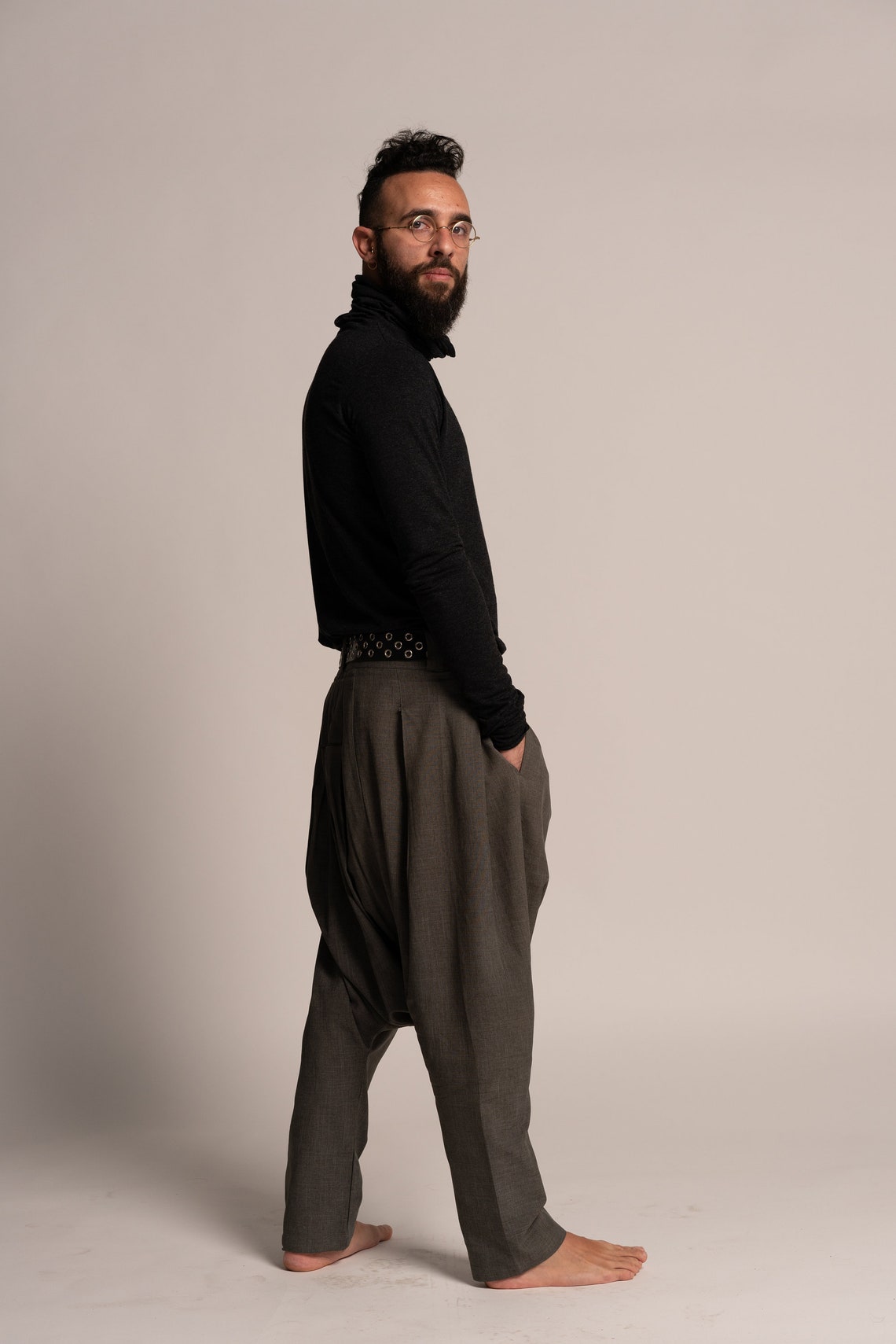 Grey Turtle Neck men Gray top men blouse Urban Clothing | Etsy