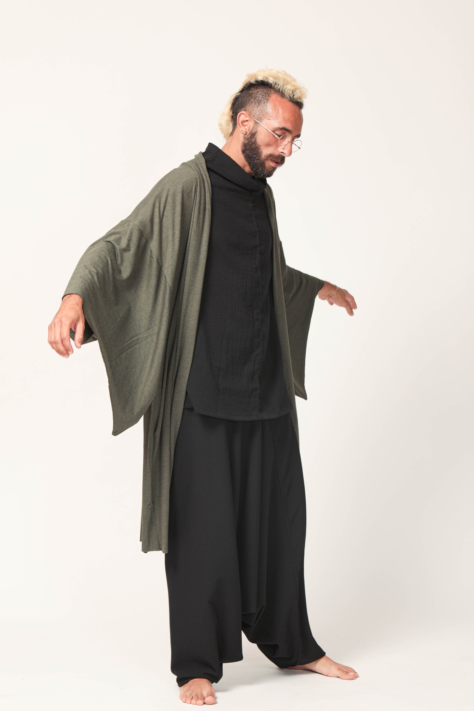 Unisex Green Haori Jacket, Men's Kimono Jacket, Japanese Kimono, Kimono ...