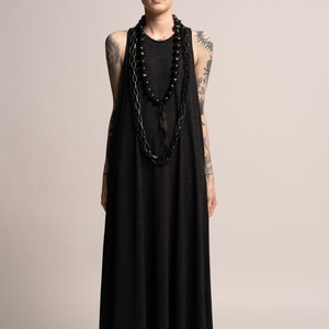 Gray Tank Dress, A Line Dress, Grey Maxi Dress, Sleeveless High Neck ...