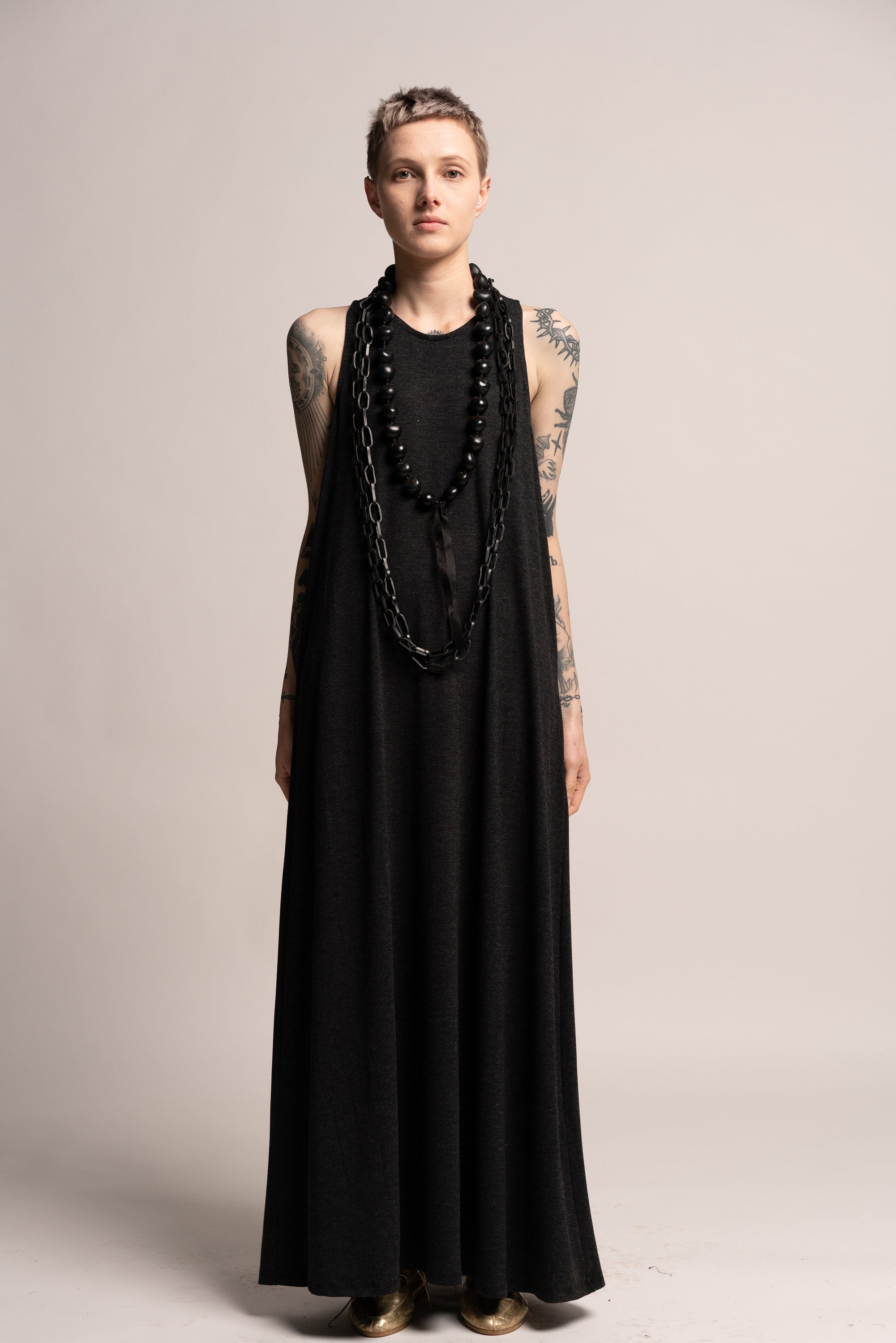 Gray Tank Dress A Line Dress Grey Maxi Dress Sleeveless - Etsy
