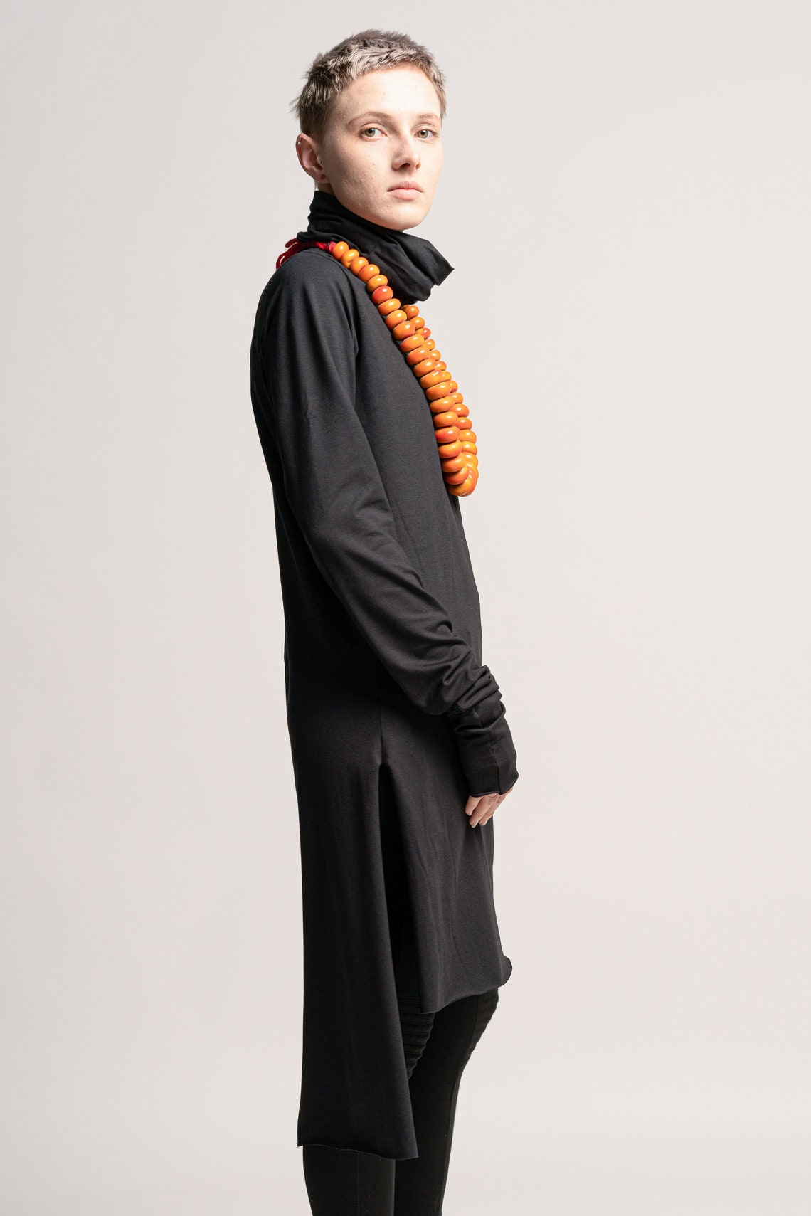 Gray Tunic Top Women's Long Tunic Top Turtle Neck Tunic - Etsy