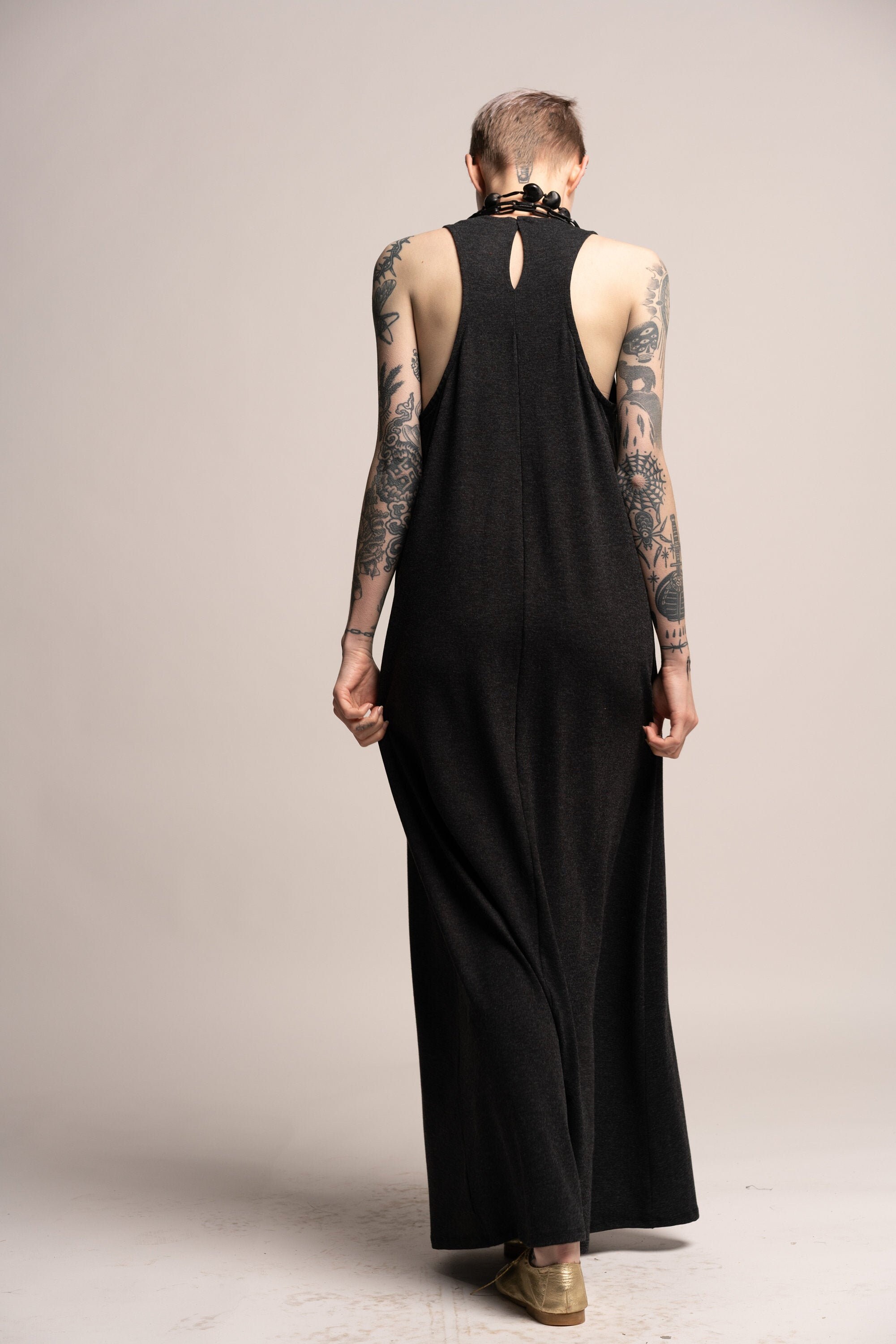 Gray Tank Dress A Line Dress Grey Maxi Dress Sleeveless - Etsy