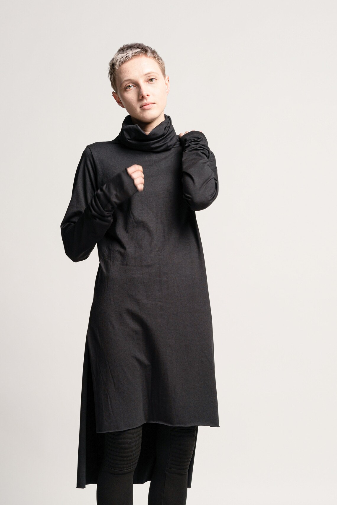 Gray Tunic Top Women's Long Tunic Top Turtle Neck Tunic - Etsy