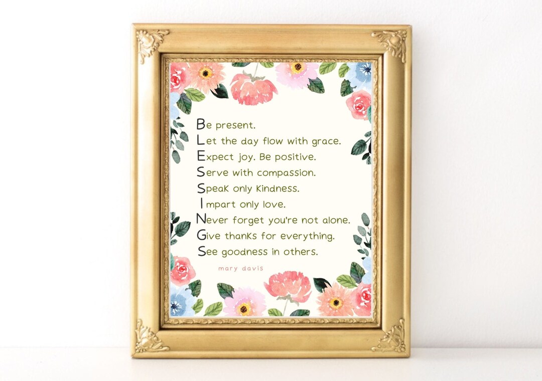 Blessings Green Text Acrostic Print / Every Day Spirit / Inspirational ...