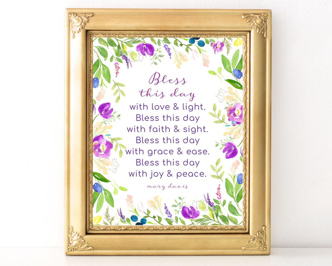 Bless This Day Daily Blessing Print / Every Day Spirit / Inspirational ...