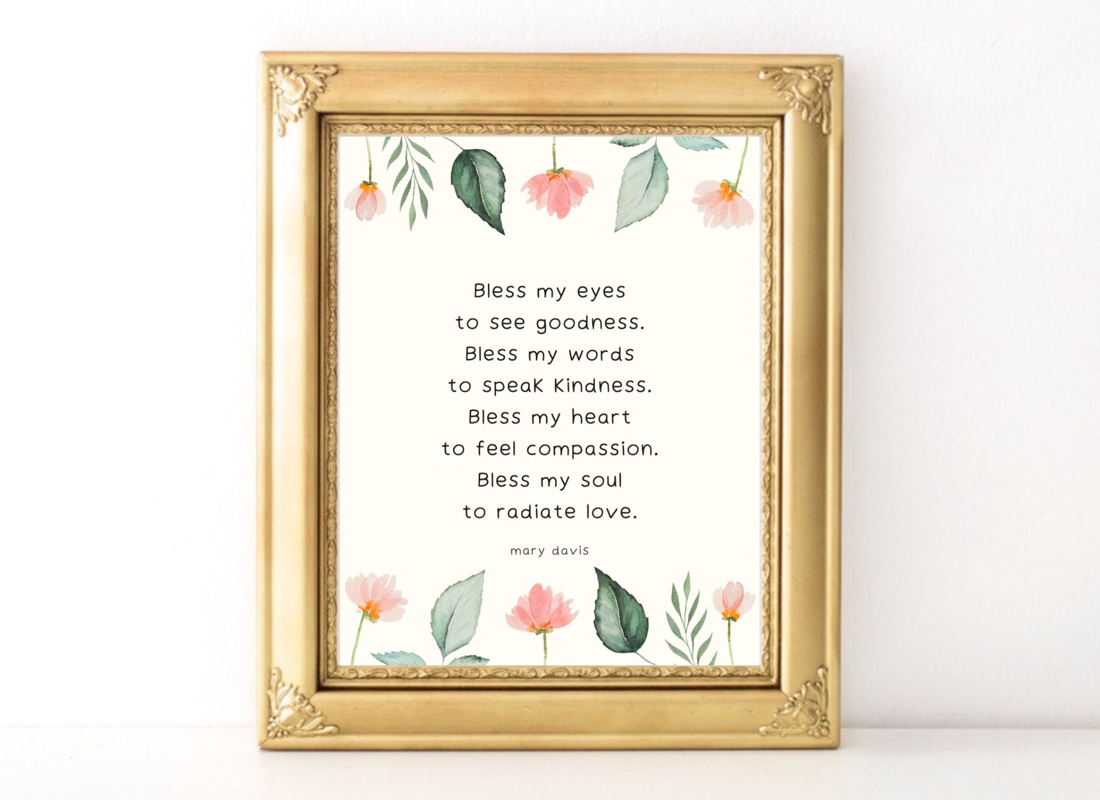 Bless My Eyes Floral Blessing Print / Every Day Spirit / Inspirational ...