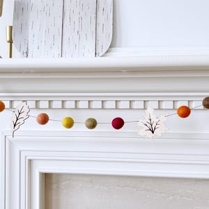 Fall Leaves Garland, Thanksgiving Felt Ball Garland, Autumn Decor ...