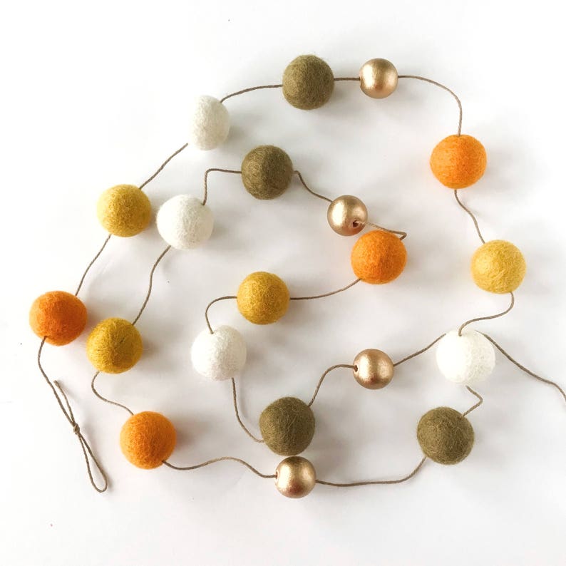 Metallic Pumpkin Spice Felt Ball Garland Fall Decor Orange - Etsy
