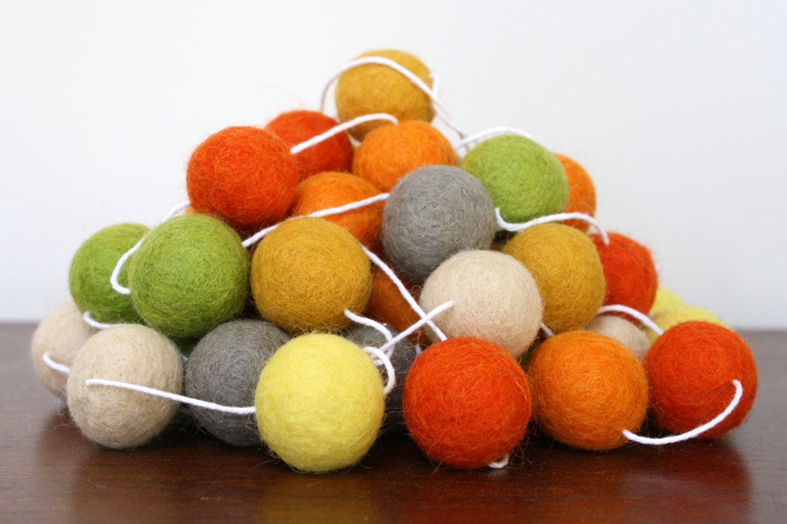Autumn Felt Ball Garland Fall Decor Orange Yellow and Green - Etsy