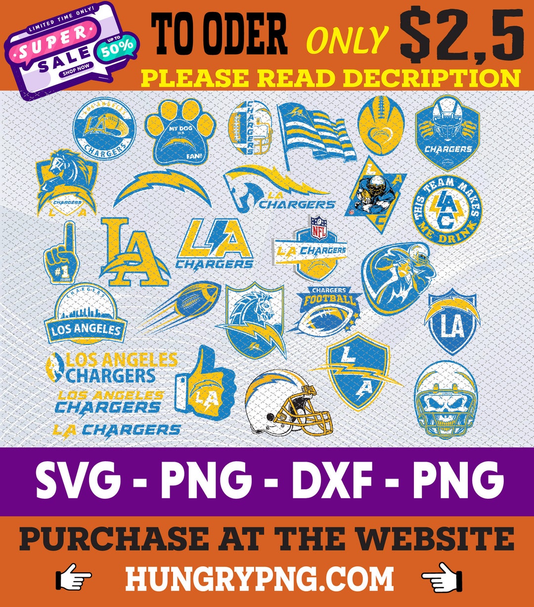 Los-angeles-chargers-svg Clipart Bundle N F L Teams N-FL - Etsy