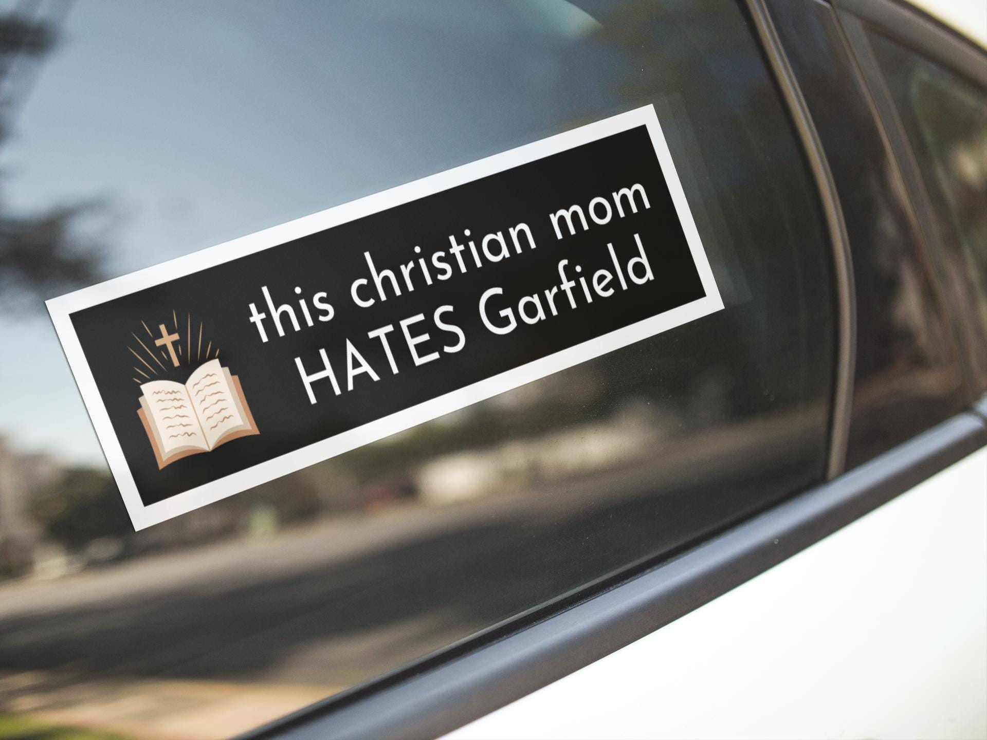 This Christian Mom Hates Garfield | Bumper Sticker | Gen Z Humor ...