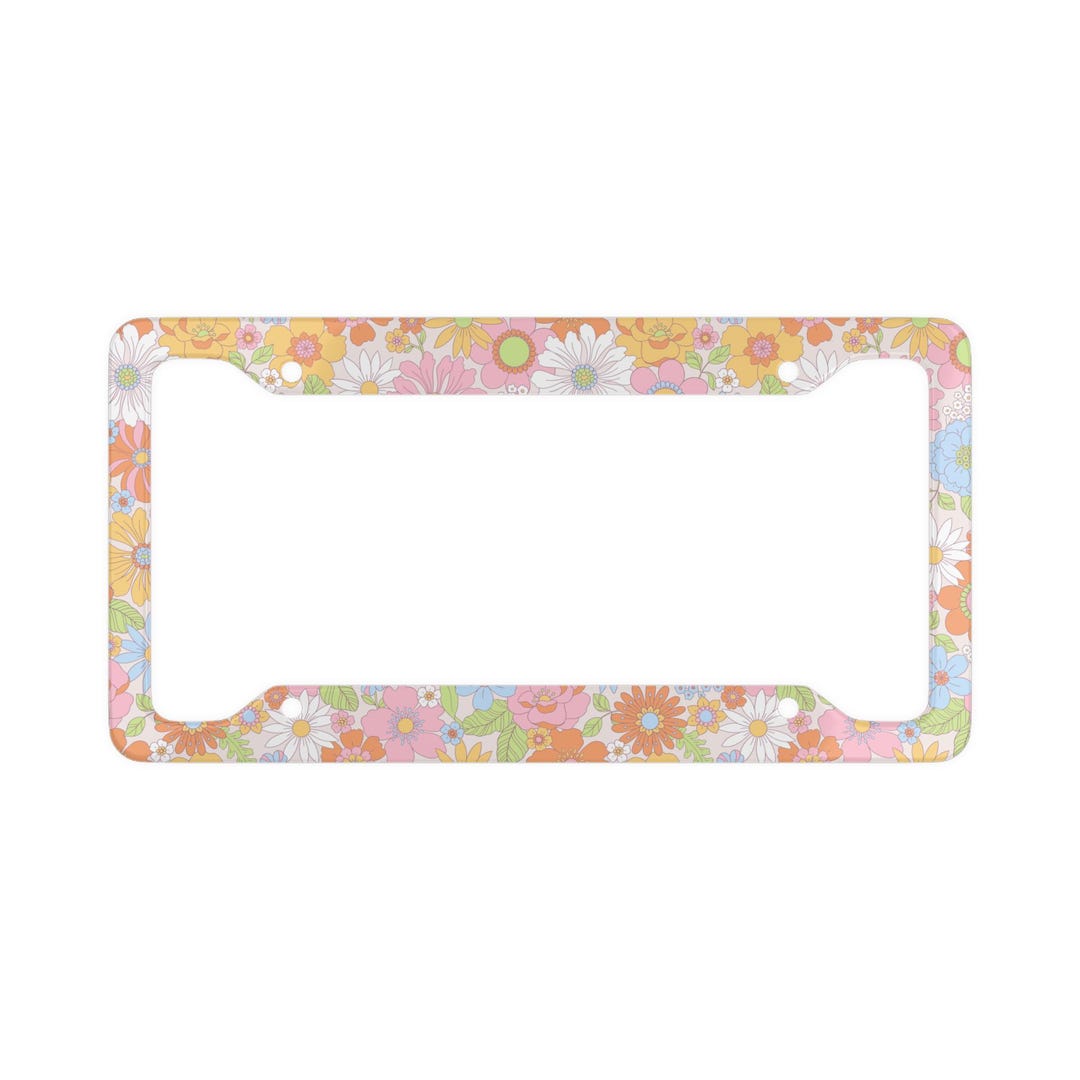 Vintage Flower License Plate Frame | Cute Car Decor | Car Accessories ...