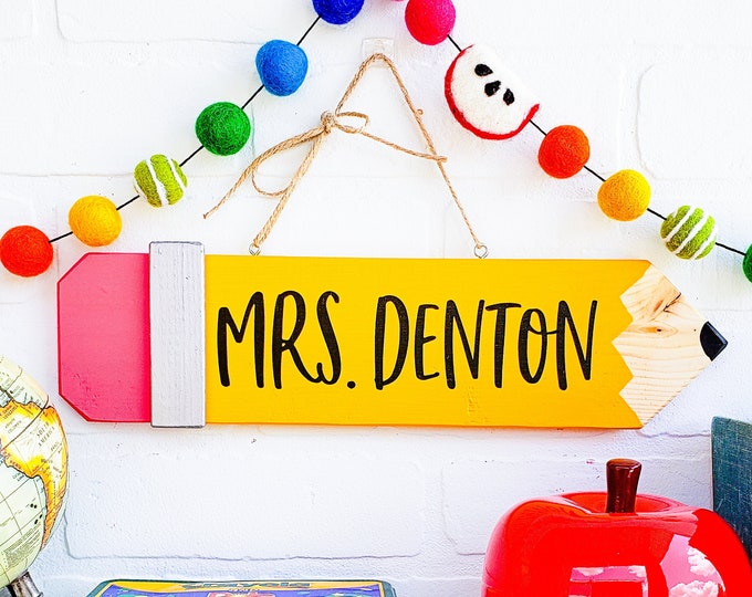 Pencil Teacher Classroom Sign | Personalized Teacher Gift | Classroom ...