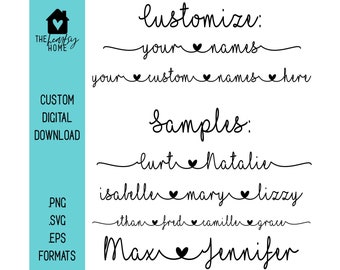 Custom Connected Heart Names Font Digital File Download SVG PNG JPEG - Etsy