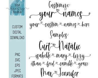 Custom Connected Heart Names Font Digital File Download SVG PNG JPEG - Etsy