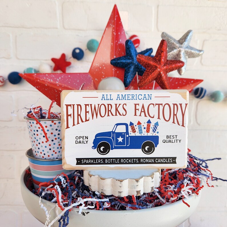 Patriotic 4th of July Small Signs Tiered Tray Decor - Etsy