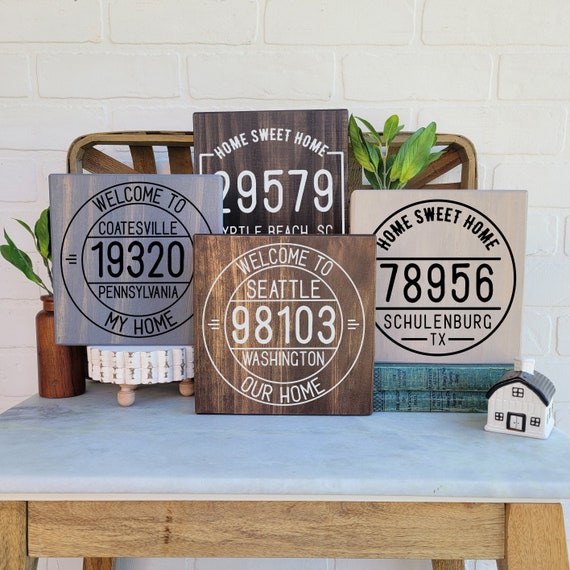 Zip Code Sign Personalized Location Sign Zip Code City - Etsy