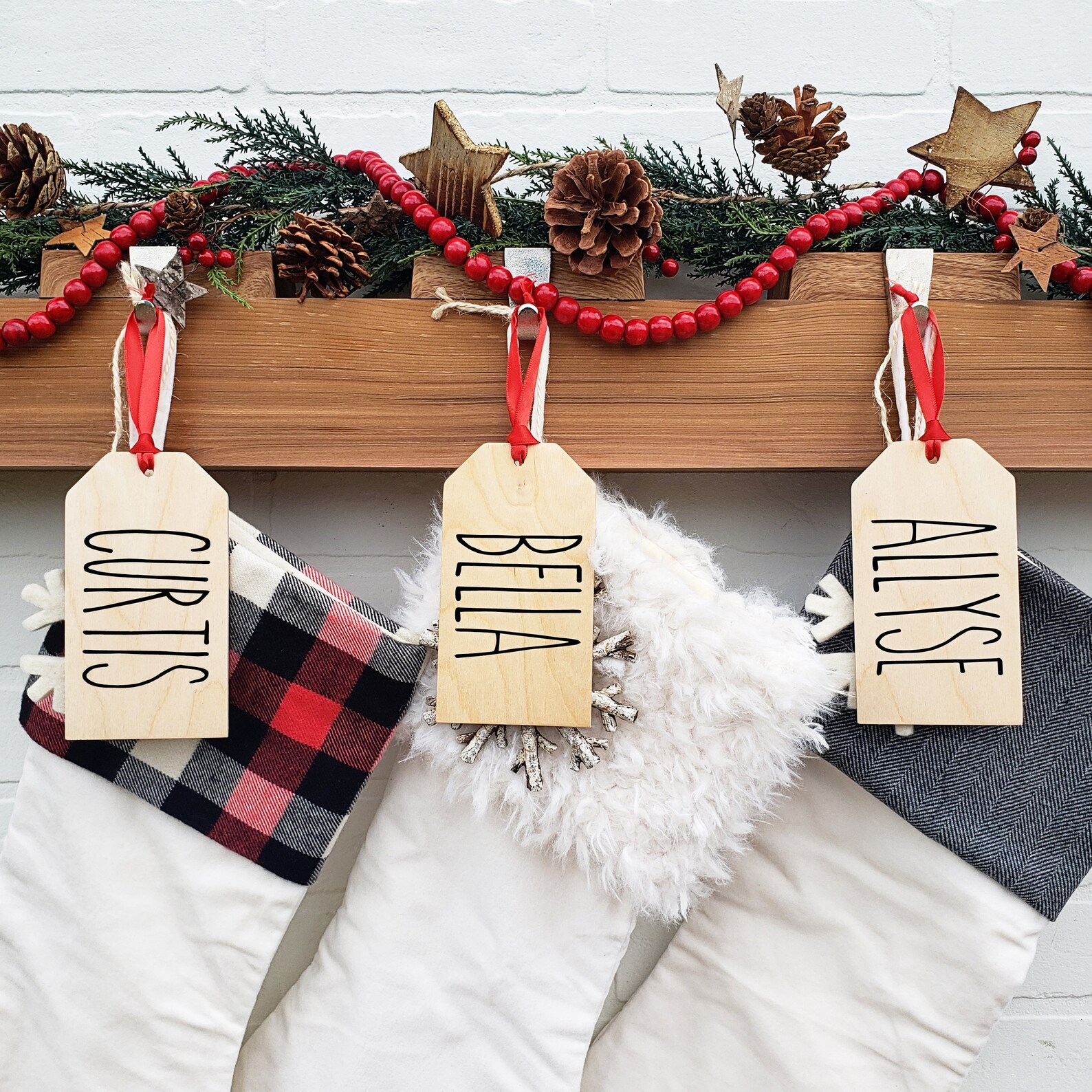 Christmas Stocking Tags Large Personalized Name Tags for - Etsy