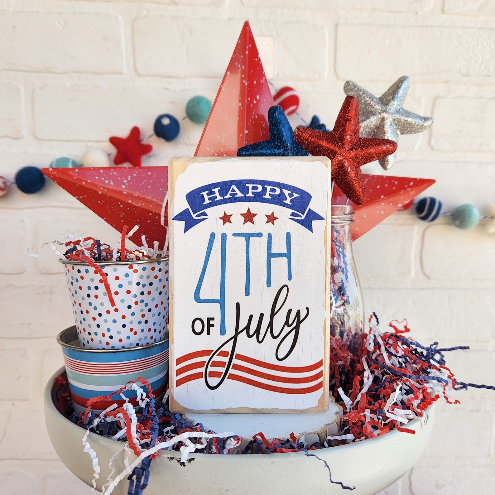 Patriotic 4th of July Small Signs Tiered Tray Decor - Etsy