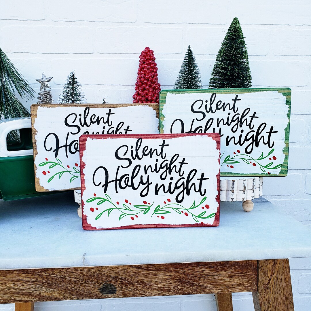 Silent Night Sign Christmas Wood Sign Christmas Decor Sign - Etsy