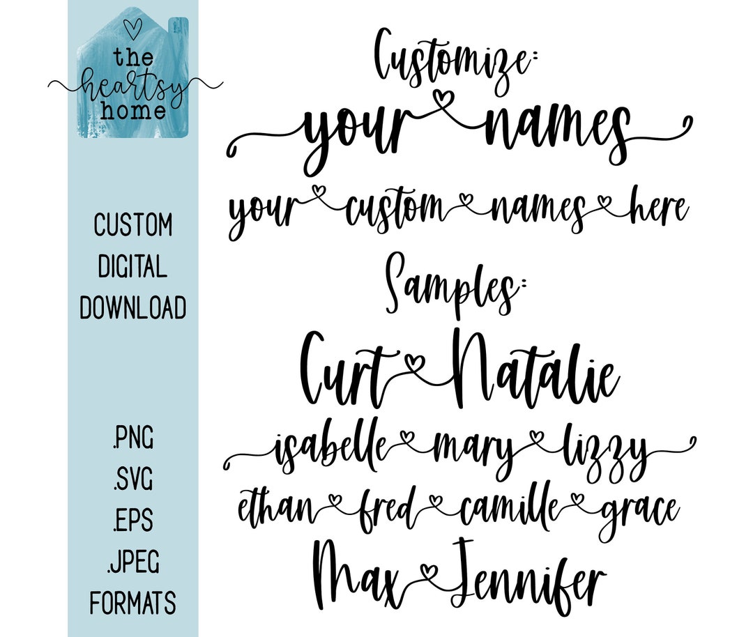 Custom Heart Connected Names | Digital Download | Personalized Digital ...
