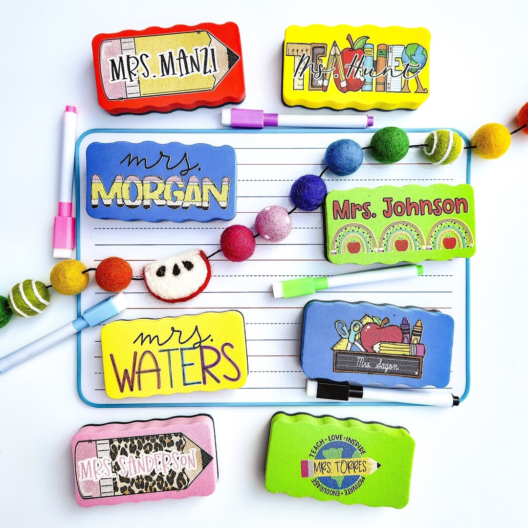 Teacher Name Dry Eraser | Magnetic Foam Dry Eraser | Custom Teacher ...