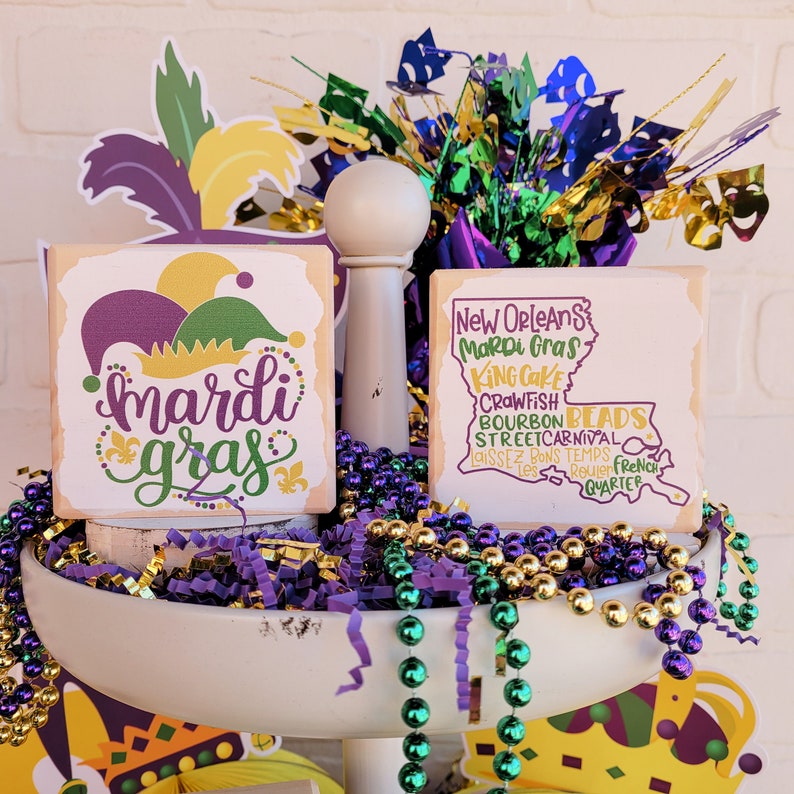 Mardi Gras Mini Signs Tiered Tray Decor Mix and Match | Etsy