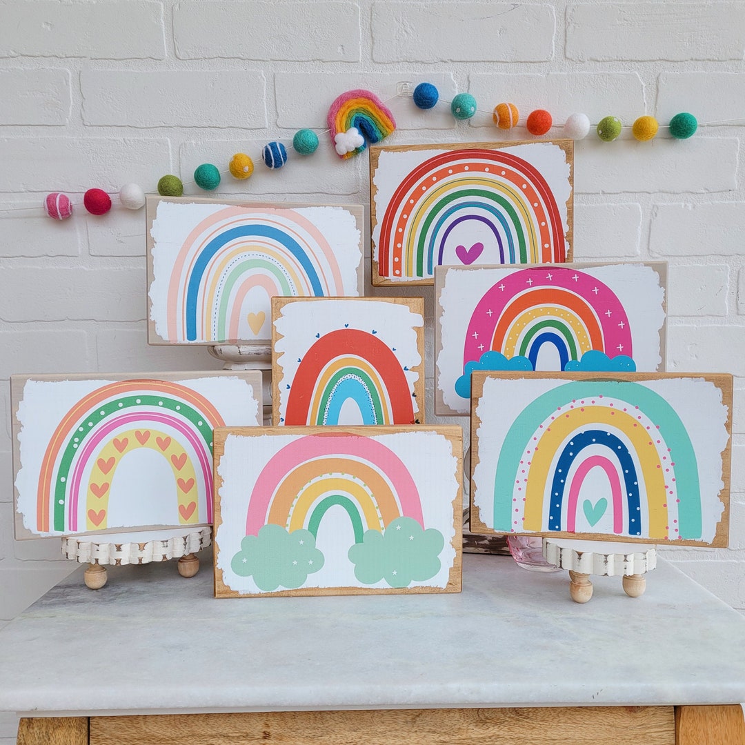 Colorful Rainbow Signs | Farmhouse St. Paddy's Day Decor | Rainbow ...