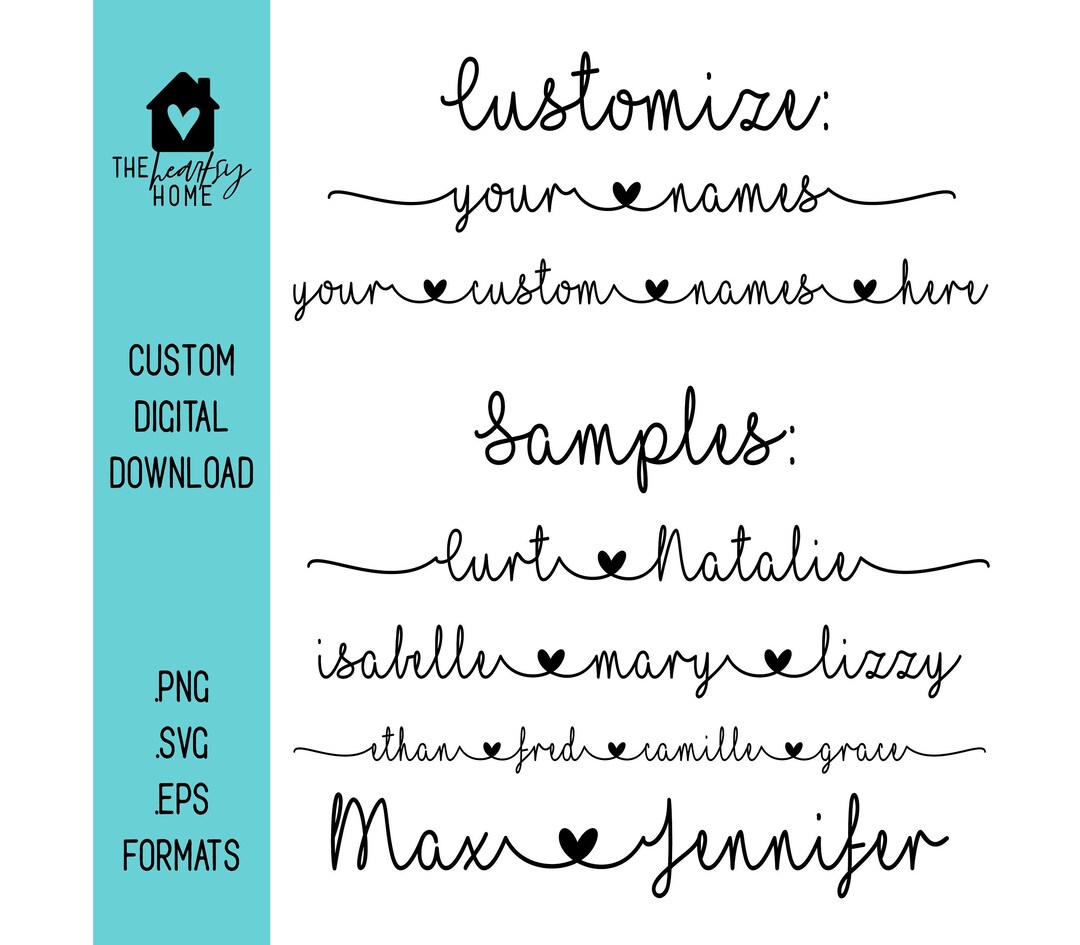 Custom Heart Connected Names | Digital Download | Personalized Digital ...