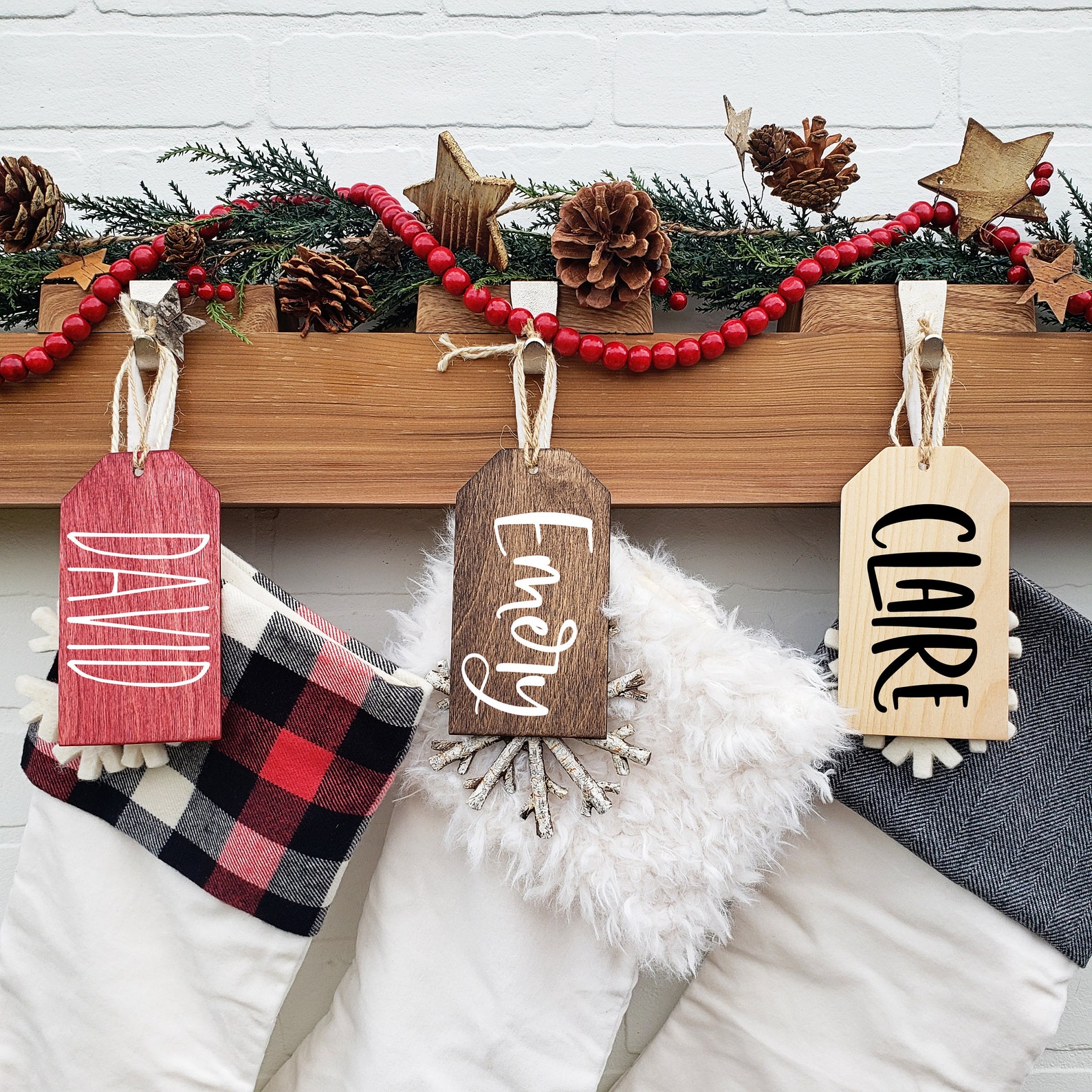 Christmas Stocking Tags Large Personalized Name Tags for - Etsy
