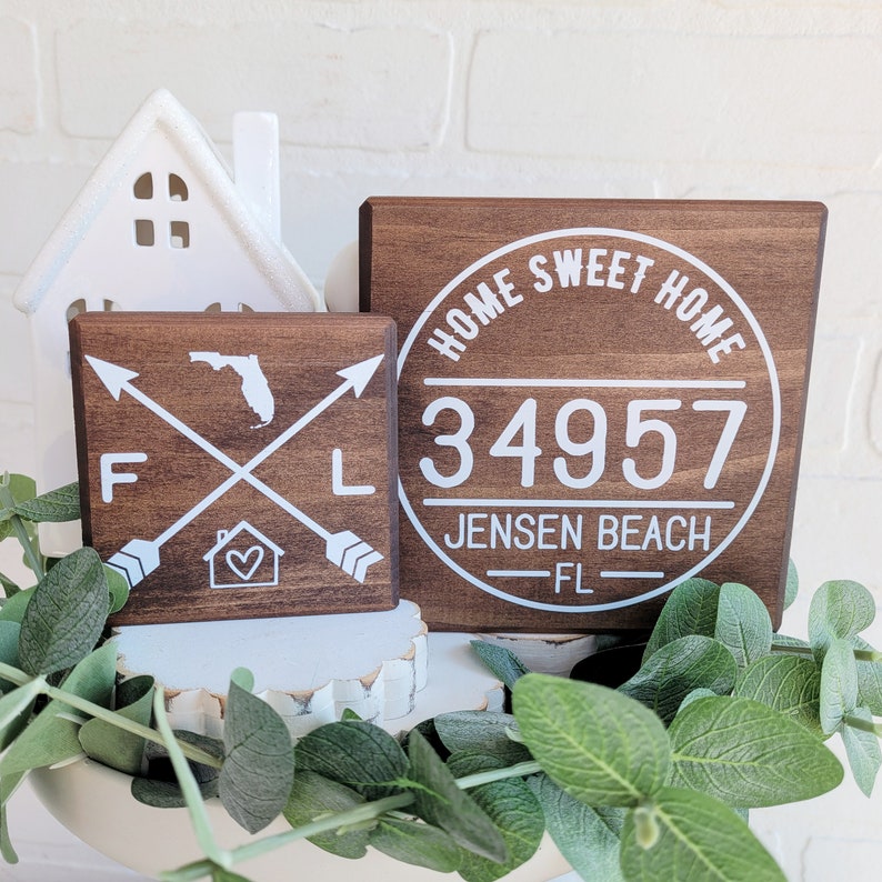Zip Code State Sign Set of 2 Personalized Location Sign - Etsy