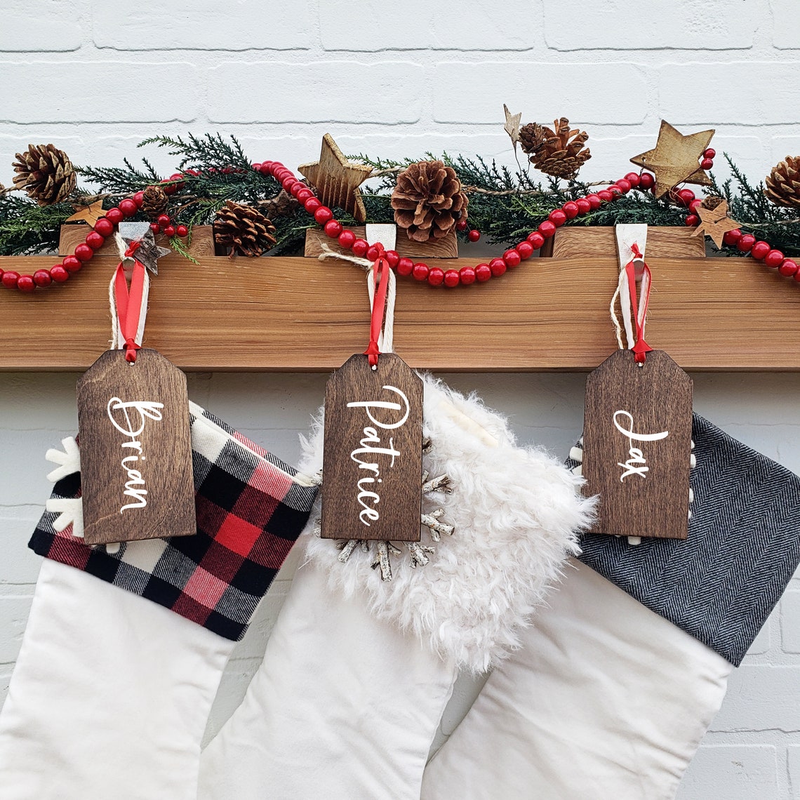 Christmas Stocking Tags Large Personalized Name Tags for - Etsy