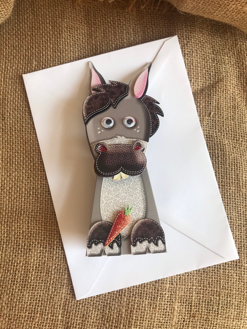 Donkey 'pop-up' Standing Card Have a Kick Ass Day - Etsy UK