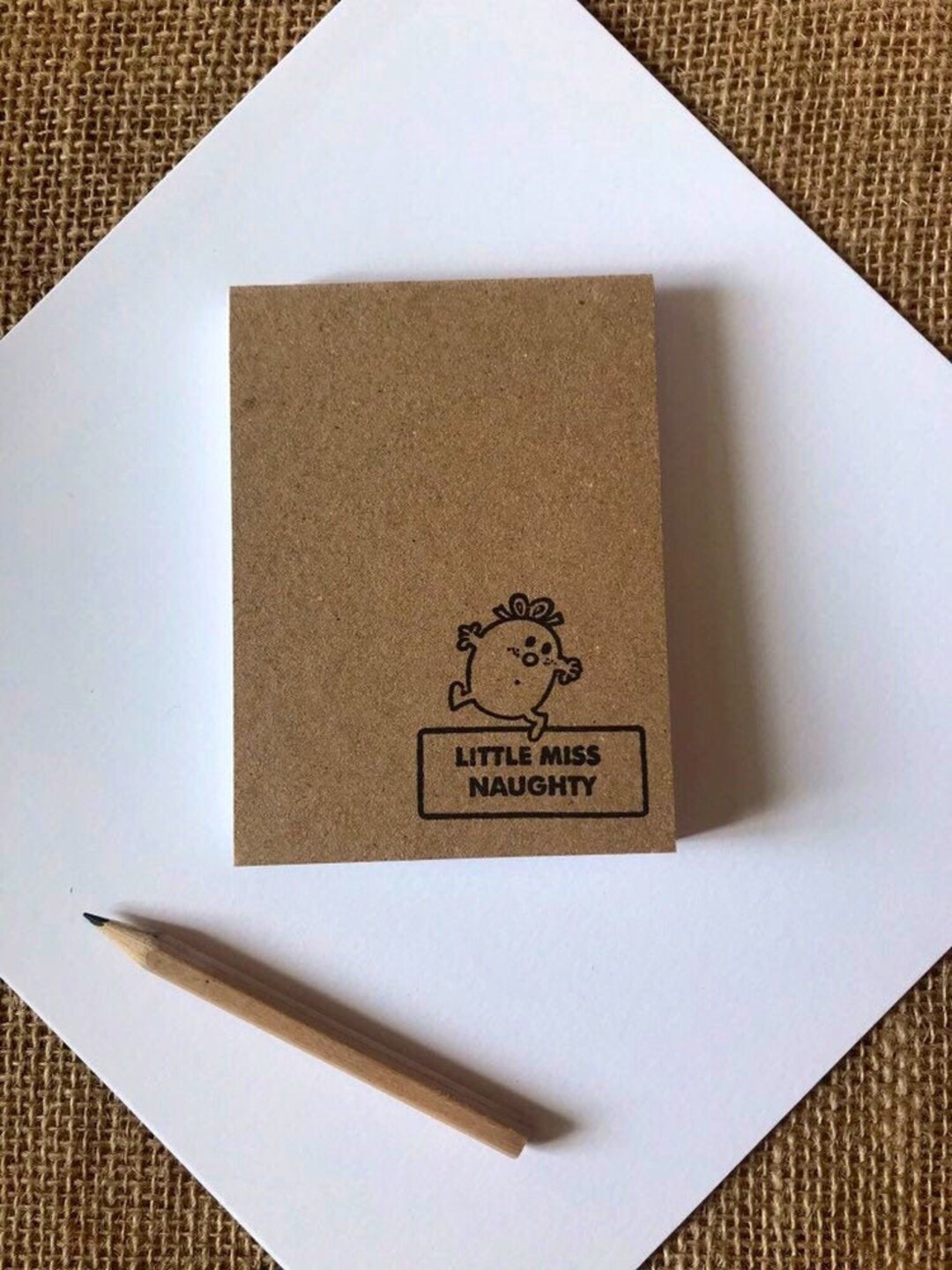 Little Miss Naughty Notebook - Hand Stamped Notebook - Free Pencil ...