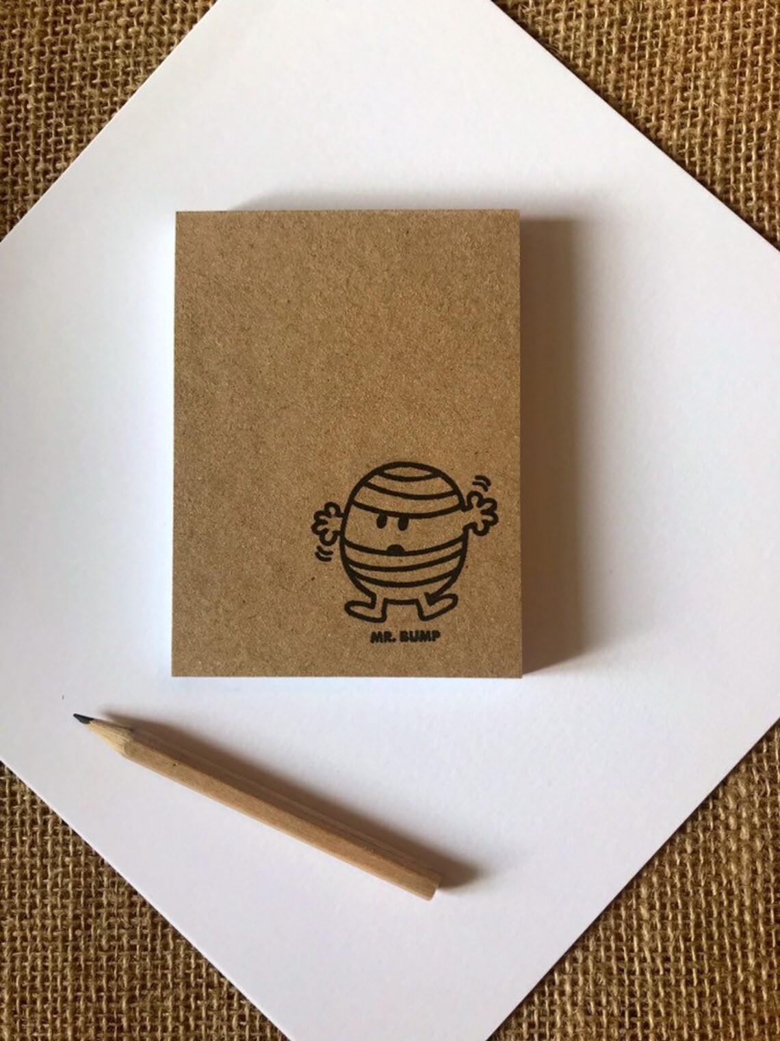 Handstamped Notebook Free Pencil 'mr Bump' Mr Men Stationery Paper Pad ...