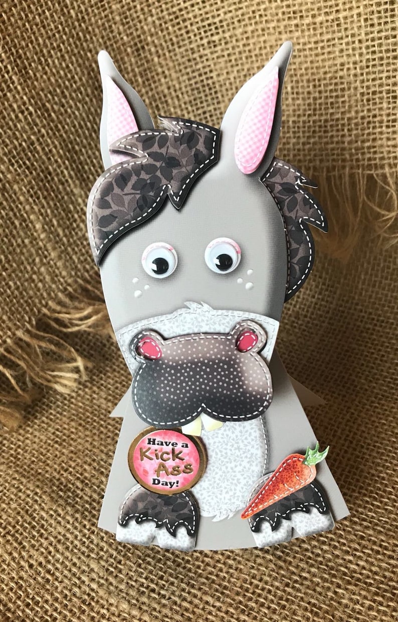 Donkey 'pop-up' Standing Card Have a Kick Ass Day - Etsy