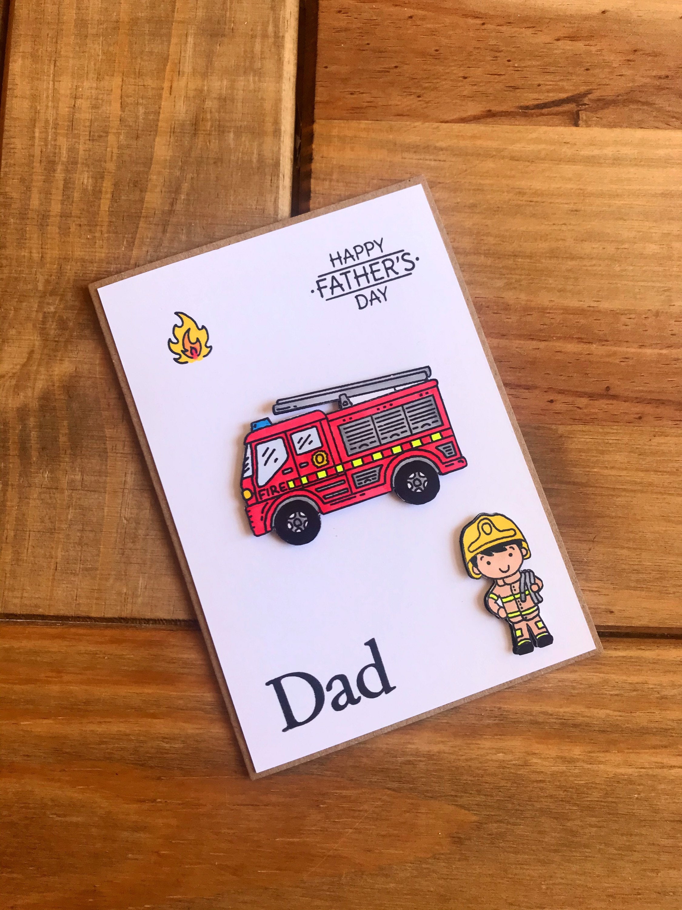 Fireman Fathers Day Card - Fireman - Firetruck - Fire Fighter - Dad ...